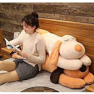 HCSXMY Cute Plush Dog Doll Puppy Plush Pillow Doll Toy Soft Dog Stuffed Animals Long Pillow Toy Kitten Body Pillow Gift for Kids and Girlfriend (110cm/43inch, Brown)