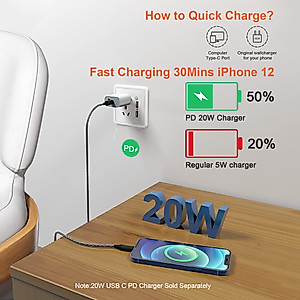 Extra Long USB C to Lightning Cable 20Ft/6M [Apple MFi Certified] iPhone Fast Charger Cable USB-C Power Delivery Fast Charging Cord 3A (max) for iPhone 13/12/11/XS/X/8