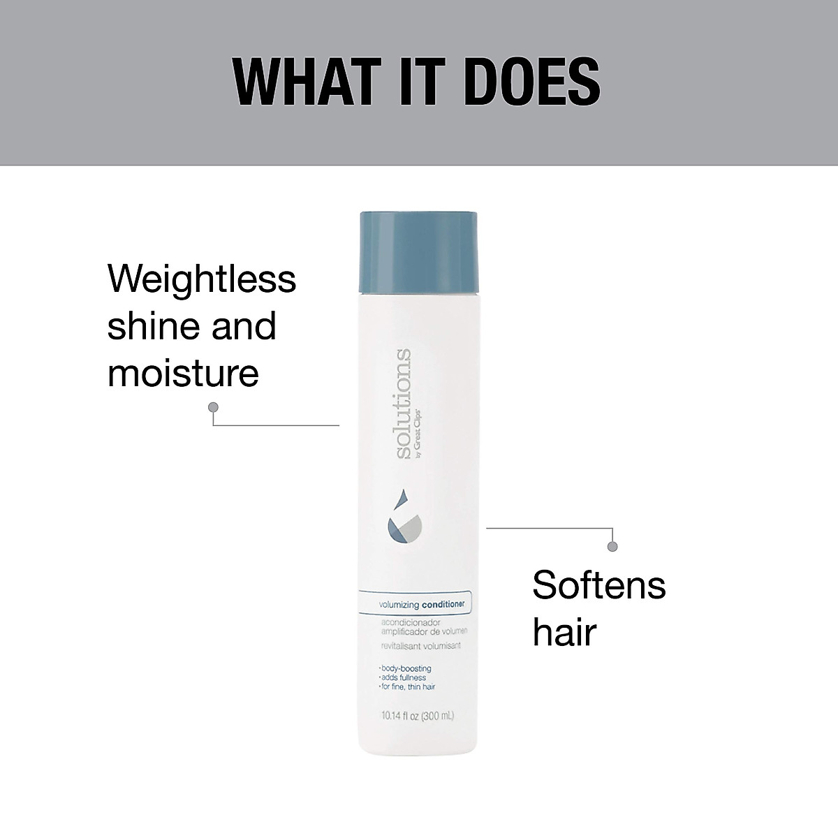 GREAT CLIPS Solutions Volumizing Conditioner, 10oz | Adds Volume, Thickness, & Shine | For Fine, Thin, & Oily Hair