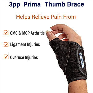 3-Point Products 3pp Prima Thumb Brace, Adjustable Brace for CMC Thumb Arthritis and Other Injuries, Right Hand, Size Small