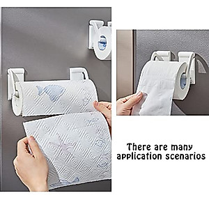 Strong Magnetic Paper Towel Holder Wall Mount White Plastic Refrigerator RV Paper Roll Holders Toilet Paper Stand for Microwave Cabinet Door Kitchen Food Wrap Plastic Produce Bags Organizer