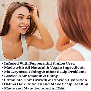 Peppermint & Aloe Hair Scalp Serum by Olivia Care - Natural & Vegan Ingredients - Invigorate, Soothe, Calm, Hydrating Scalp Treatment - Prevent Dryness - 4 FL OZ