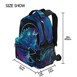 Wolf Backpack for Girls Backpack with Wolves Rainbow Animal Backpack for School Kids Bookbag 3rd 4th 5th Grade Elementary Travel Laptop Shoulder Bag Students Daypacks