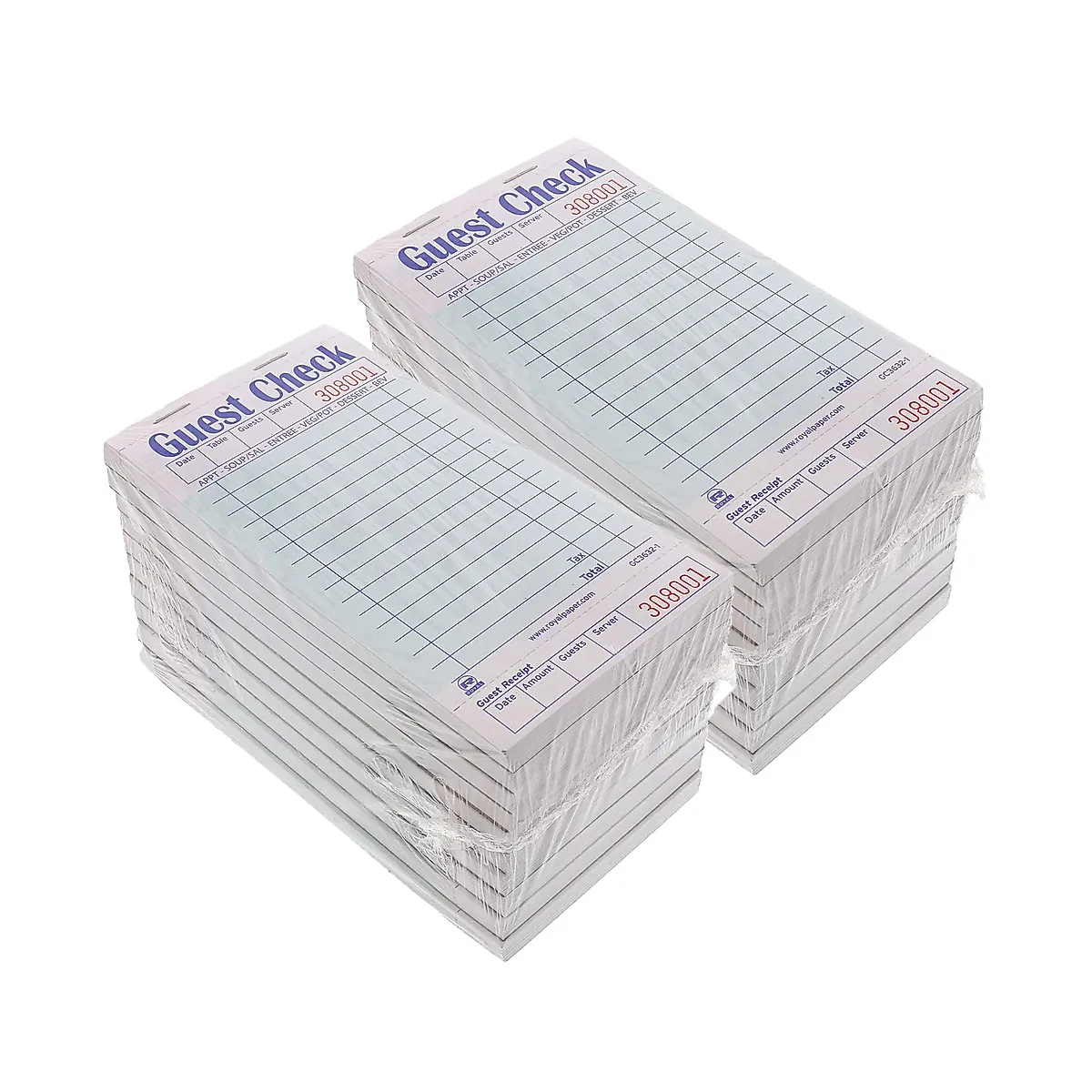Guest Check Books For Servers 20 Books (1,000 Sheets) - Thick, Bleed Resistant Paper | 1 Part Green Paper Waitress Notepad with Guest Receipt | Server Books For Waitress