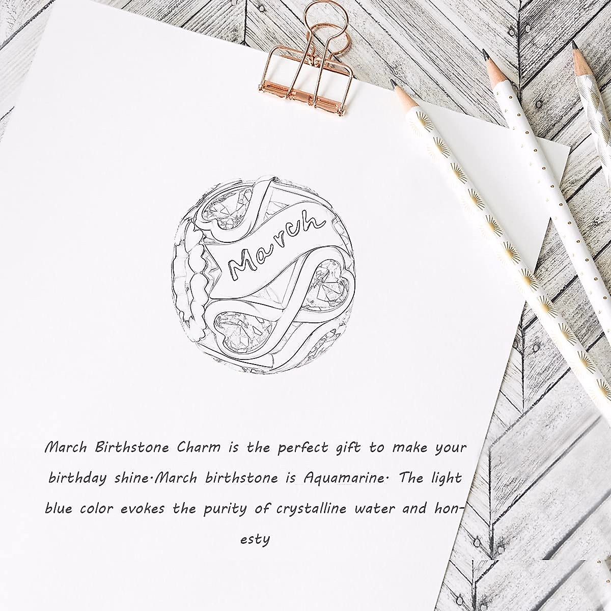 FOREVER QUEEN March Birthstone Charms 925 Sterling Silver Infinite Love Heart Openwork Bead for Charm Bracelets and Necklaces with 5A Cubic Zirconia, Birthday Jewelry Gifts Women