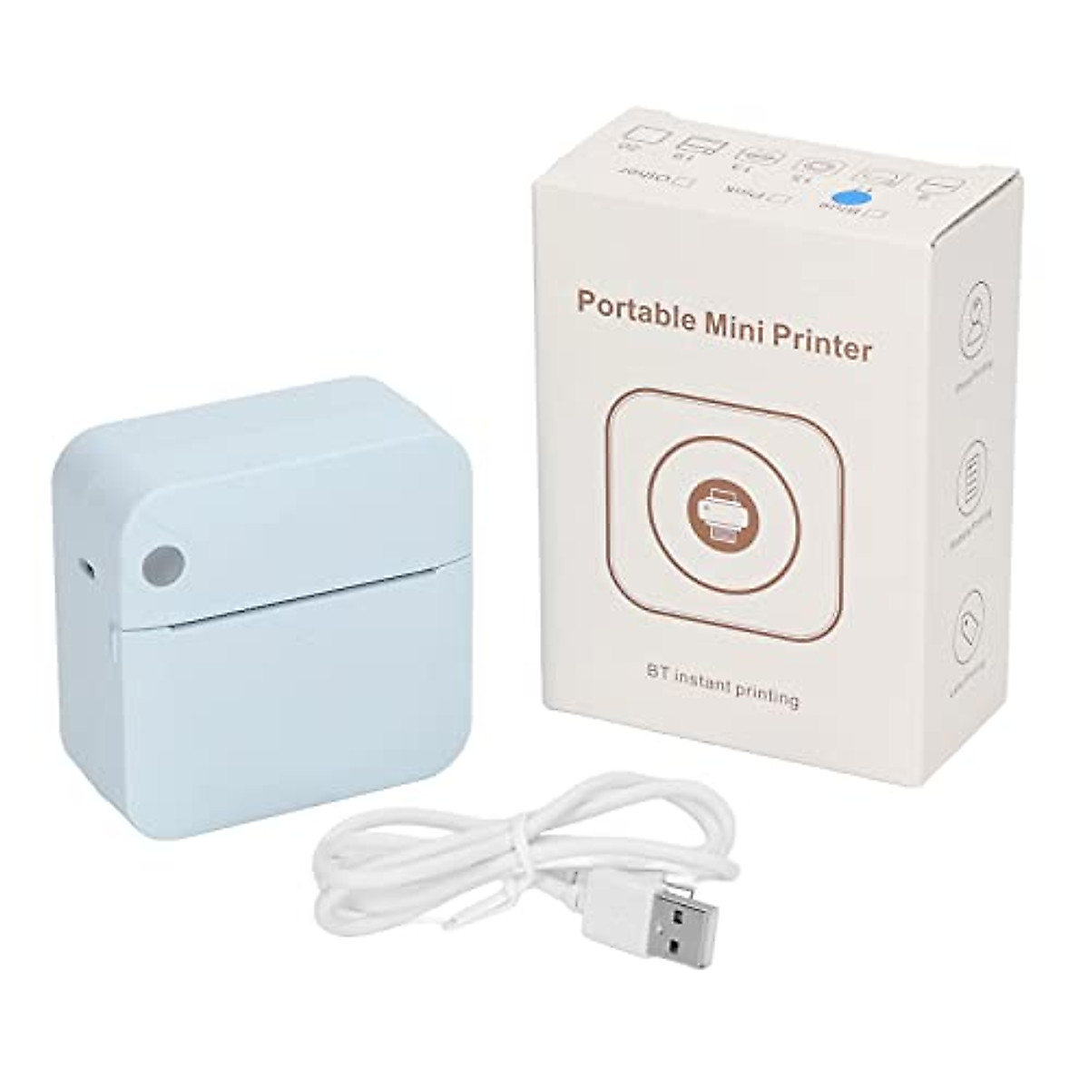 SUNGOOYUE Mini Printer Blue Portable Pocket Thermal Printer for Student Notes Photos