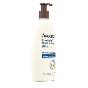 Aveeno Skin Relief Moisturizing Lotion for Very Dry Skin with Soothing Triple Oat & Shea Butter Formula, Dimethicone Skin Protectant Helps Heal Itchy, Dry Skin, Fragrance-Free, 18 fl. oz