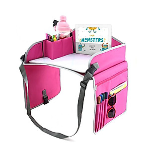 Kids Travel Tray Toddler Car Seat Lap Tray Travel Table Tray Child Car Lap Tray Kids with Dry Erase Board Waterproof Car Seat