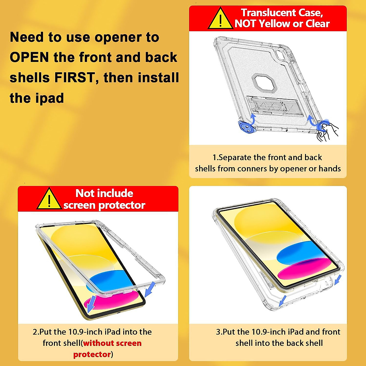 ZoneFoker Case for iPad 10th Generation 10.9 Inch 2022 with Pencil Holder, iPad 10 Gen 10.9 Translucent Slim Cover with Stand for Kids Girls