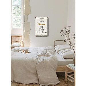 We Dance in This Kitchen 20X30 cm Metal Retro Look Decoration Crafts Sign for Home Kitchen Bathroom Farm Garden Garage Inspirational Quotes Wall Decor