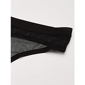 DKNY womens Sheer Stripe Thong Panties, Black, Large US