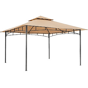 ABCCANOPY Gazebos for Patios 10x12 - Outdoor Steel Frame Gazebo for Lawn Backyard Garden Deck (Beige)