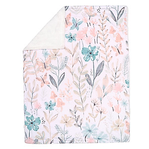 Lambs & Ivy Baby Blooms Watercolor Floral/Butterfly Soft Fleece Baby Blanket