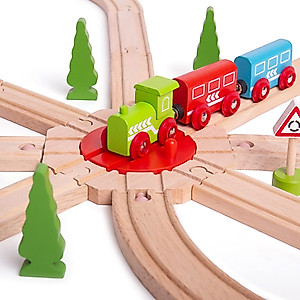Bigjigs Rail 8 Way Turntable - Other Major Wooden Rail Brands are Compatible