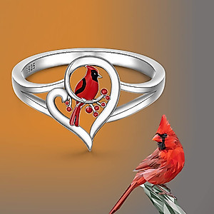 Cardinal Ring for Women Sterling Silver Cardinal Appear When Angels Are Near Cardinal Jewelry Bird Memorial Gifts for Loss of Loved One Size 8