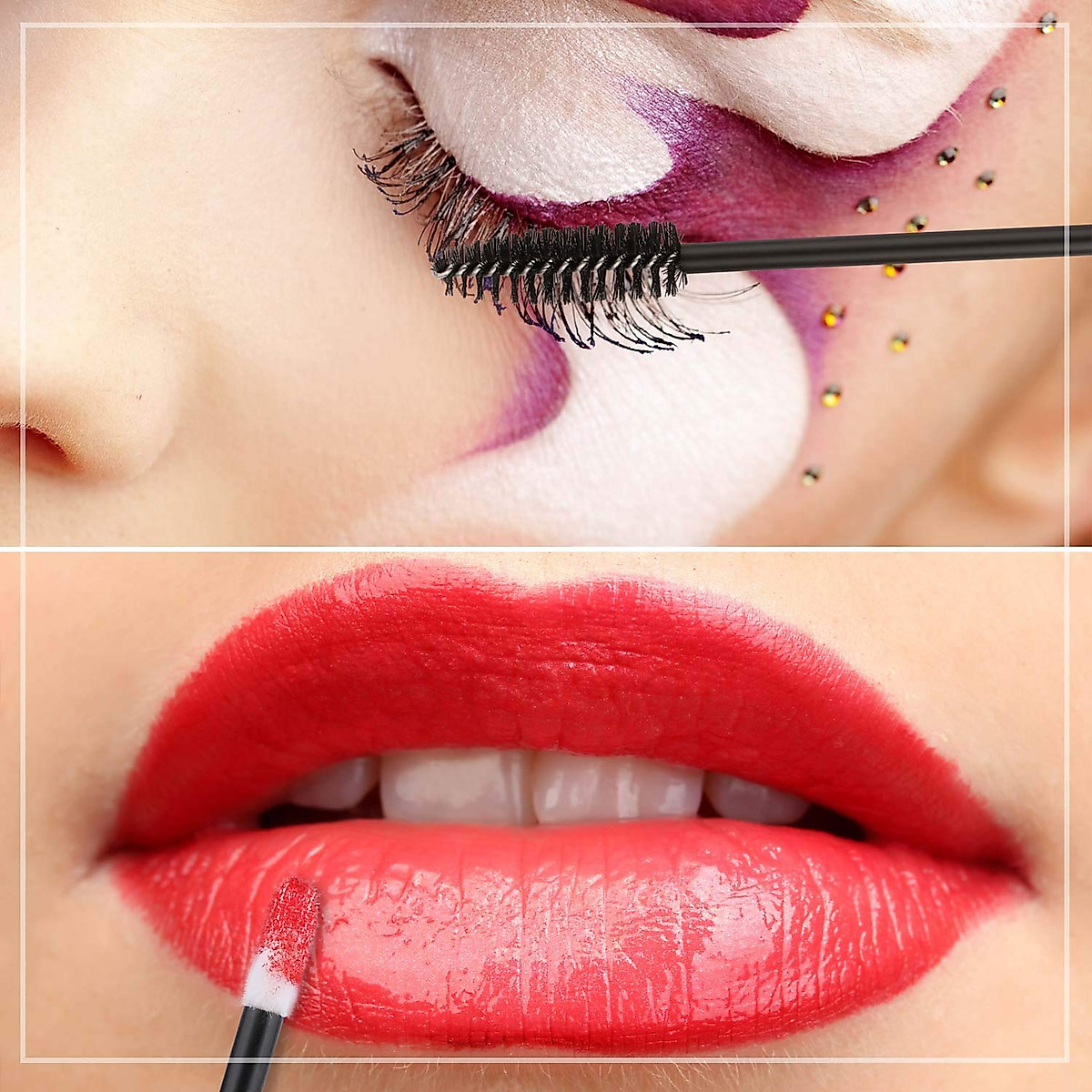 Tbestmax 200 Disposable Mascara Wand Spoolies and Lip Brushes, Lipstick Lipgloss Applicator for Eyebrow Eyelash Extension Makeup Kits Black