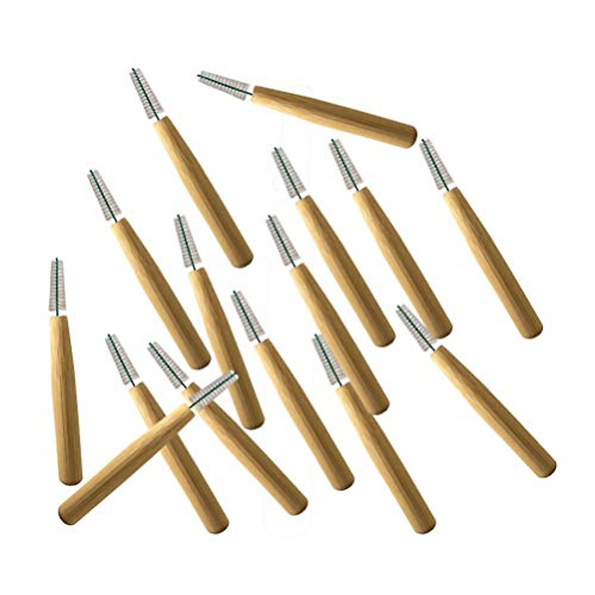 HEALLILY 30pcs Interdental Brushes with Bamboo Handle 1.0mm Between Teeth Toothbrush Oral Hygiene Cleaner Gingival Dental Floss Pick for Personal Health Care