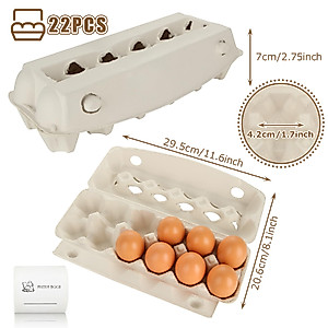 22 Pcs 12 Count Egg Cartons Cheap Bulk Empty Cardboard Egg Cartons Paper Egg Cartons for Chicken Egg, Fresh Egg and Sale, with Sticker