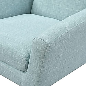 Tiokop Mid Century Modern Upholstered Fabric Accent, Living Room, Bedroom Leisure Single Sofa (Metal Legs),TV armrest seat,Suitable for Small Space Home,Office,Coffee Chair,Light Blue