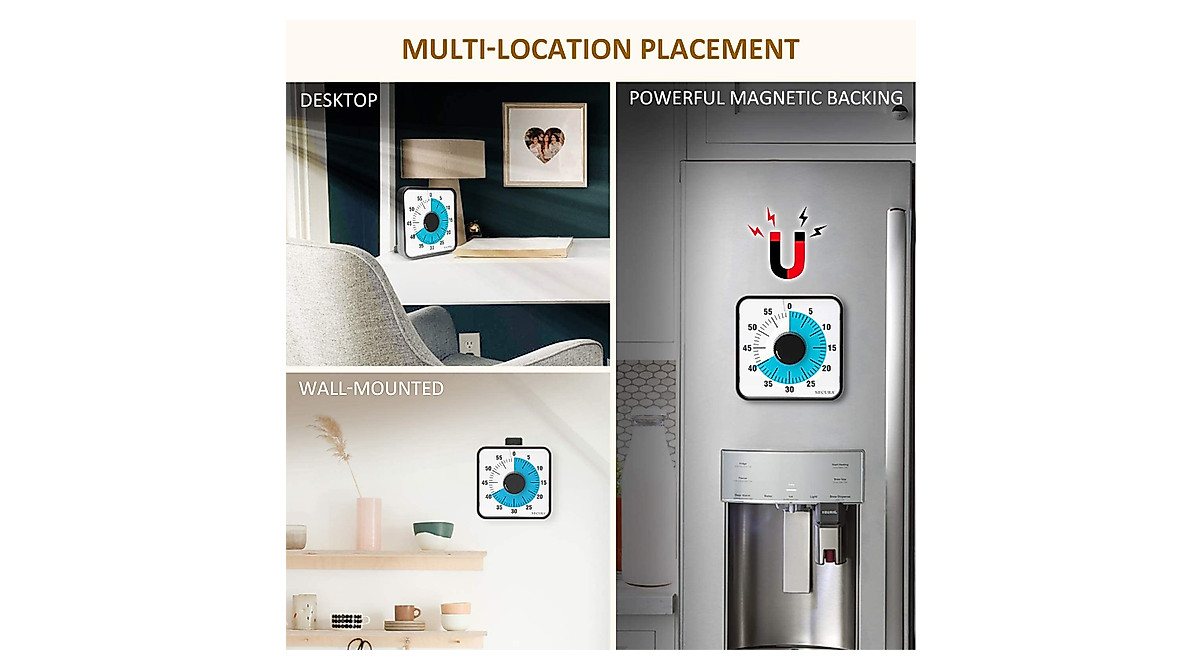 Secura 60-Minute Visual Timer for Classroom & Kitchen Use