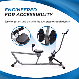 Stamina Easyrow Hydraulic Rower Machine with Smart Workout App - Rowing Machine with Adjustable Resistance for Home Gym Fitness - Up to 300 lbs Weight Capacity