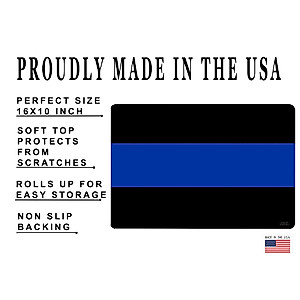Rogue River Tactical Thin Blue Line Gun Cleaning Mat Bench Pad Gift for Police Officer Law Enforcement Black and Blue