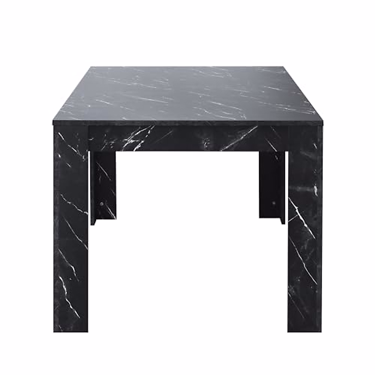 GIA Home Series 5pcs Modern Dining Set Include Rectangle 59"x35"x29.56" Faux Black Marble Wooland Table and Four Dining Chairs with Upholstered Linen Seat,Gray