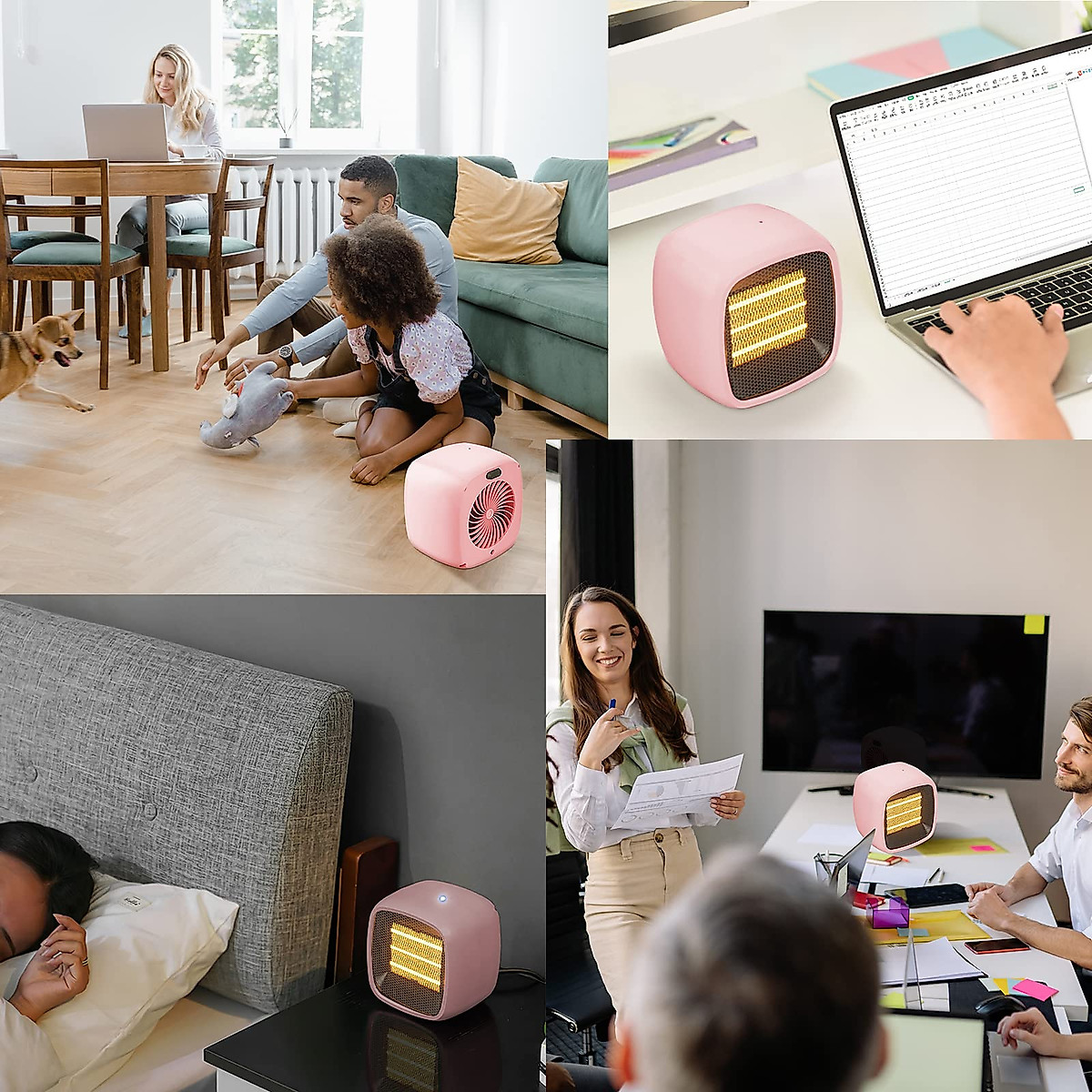 Portable Space Heater, YOUCIDI 1000W/800W Ceramic Electric Heater, Compact Small Warmer, Heat Up in 2 Seconds, Safe and Quiet for Office Room Desk Indoor Use (Pink)