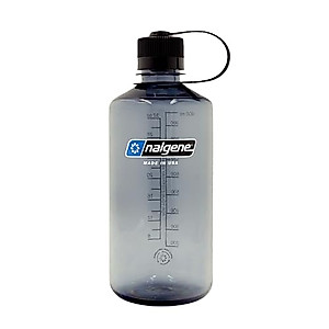 Nalgene Sustain Tritan BPA-Free Water Bottle Made with Material Derived from 50% Plastic Waste, 32 OZ, Narrow Mouth,Grey