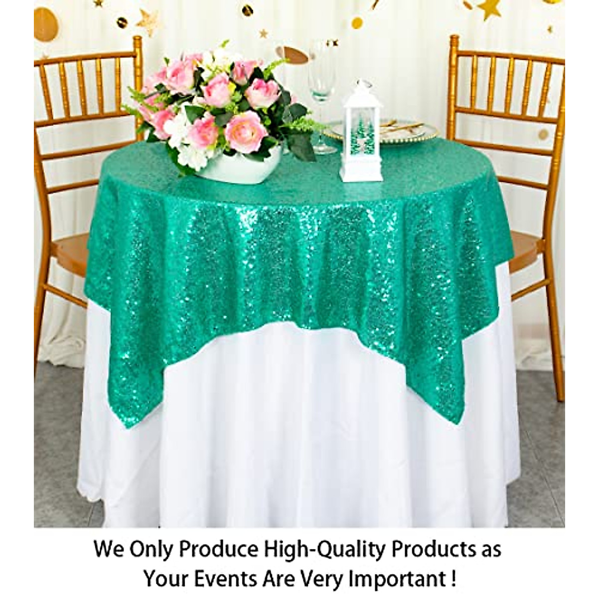 Small Tablecloth Square 36x36-Inch Green Sequin Tablecloth Glitter Table Cover Overlay Square Christmas Green Wedding Table Cloths Sequin Fabric Tablecloth for Round Table Birthday Baby Shower Decor
