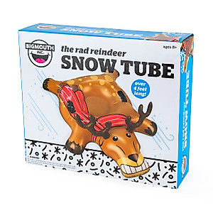 BigMouth Inc Large 48" Inflatable Snow Tube for Kids and Adults, Durable Winter Toy for Tubing & Sledding - Reindeer
