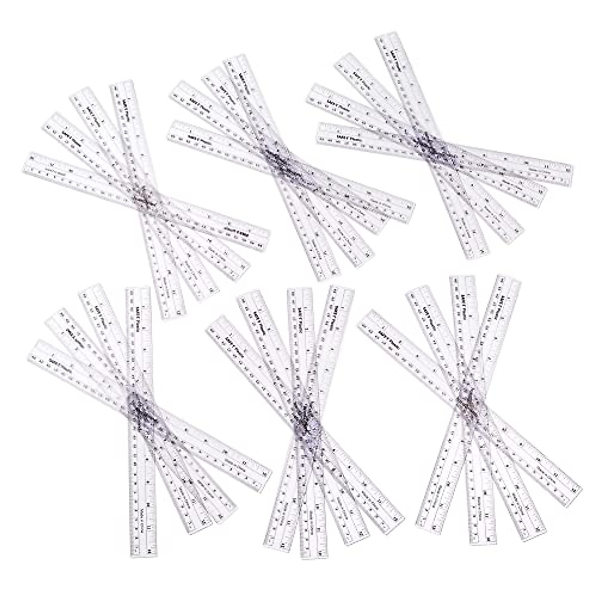 hand2mind 12 inch Transparent, Flexible Safe-T Plastic Rulers, Flat 12 in. Flexible Rulers, Safety Ruler for Measurement, Safety Kids School Supplies, Straight Shatter-Resistant Rulers (Pack of 24)