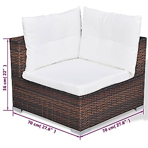 GOLINPEILO 10 Piece Outdoor Patio Furniture Sectional Sofa Set with Cushions & Coffee Table, All Weather Wicker Conversation Set for for Yard,Garden or Poolside, Poly Rattan Brown -AA
