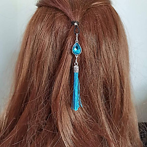 AOAODIMP Tassel Nipple Jewelry Noose Non Piercing Teardrop Nipple Rings Body Jewelry Hair Ties Accessories-blue