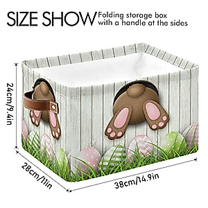 senya Easter Basket, Easter Rabbit Foldable Fabric Collapsible Storage Bins Organizer Bag for Storage Clothes