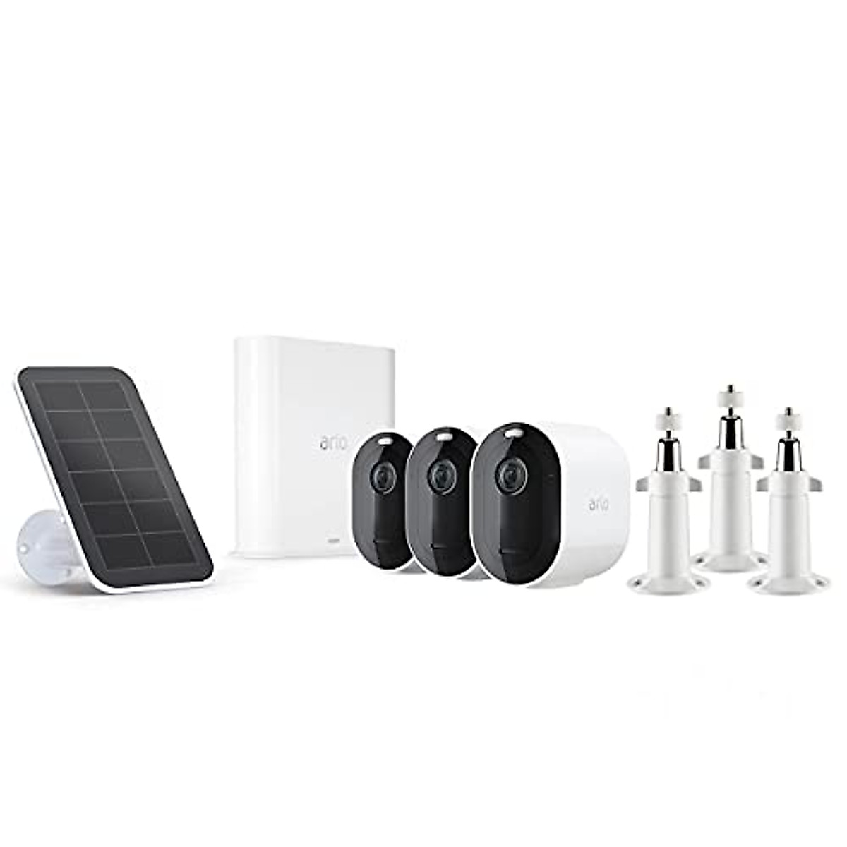 Arlo Pro 3, 3-Pack Wire-Free Security Camera System with Bonus Solar Panel and Outdoor Security Mounts