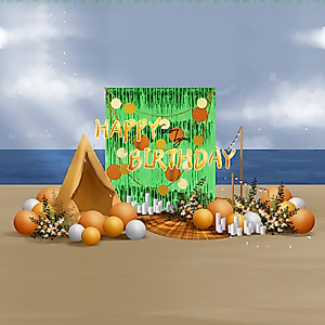 DecorWoo 3ft x 8ft Foil Fringe Backdrop Curtain, Metallic Tinsel Foil Fringe Curtains, Party Streamers Backdrop, Baby Shower Birthday Holiday Celebration,Party Decorations (Green)