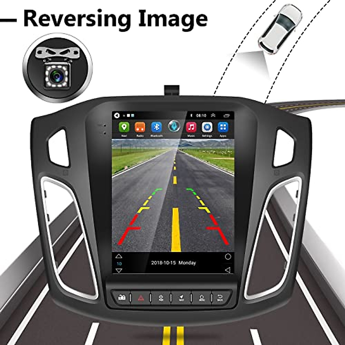 Android 10.1 Car Stereo 9.7 inch Radio for Ford Focus 2012-2018 Capacitive Touch Screen with iOS/Android Mirror Link WiFi GPS Navigation Bluetooth USB Multimedia Player Backup Camera SWC