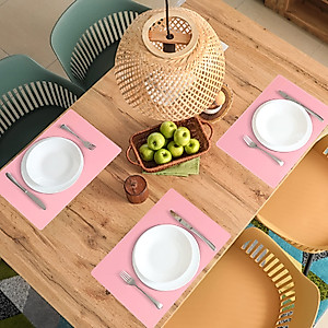 Ganwawo 4Pcs Refrigerator Liners,Washable Silicone Refrigerator Mat,Placemats for Dining Table,Suitable for Drawer/Cabinet Shelf Mat/Dinner Mat, Can Cut Refrigerator mat (Pink)