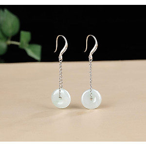 Jade Earrings Jade Clasp Fashion And Elegant Jewelry Earrings Sterling Silver Ear Hook For Women.