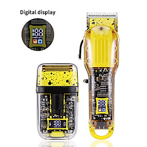 LOREAD Cordless Hair Clippers for Men and Shaver, Professional Electric Clippers, Rechargeable Barber Clippers Reciprocating Razor Shaver Set Transparent Hair Trimmer