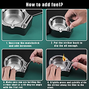 YUSUD Large Cigarette Ashtray with Permanent Match Lighter, Flint Fire Starter Ashtray, Fancy Metal Ash Tray Set for Weed, Cool Ashtrays for Cigars Outdoor Indoor Decor in Home Office