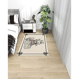 Thanksgiving Fall Large Rectangular Area Rugs 5' x 7' Living Room, Boho Polka Dot Pumpkin Black Gingham Durable Non Slip Rug Carpet Floor Mat for Bedroom Bedside Outdoor