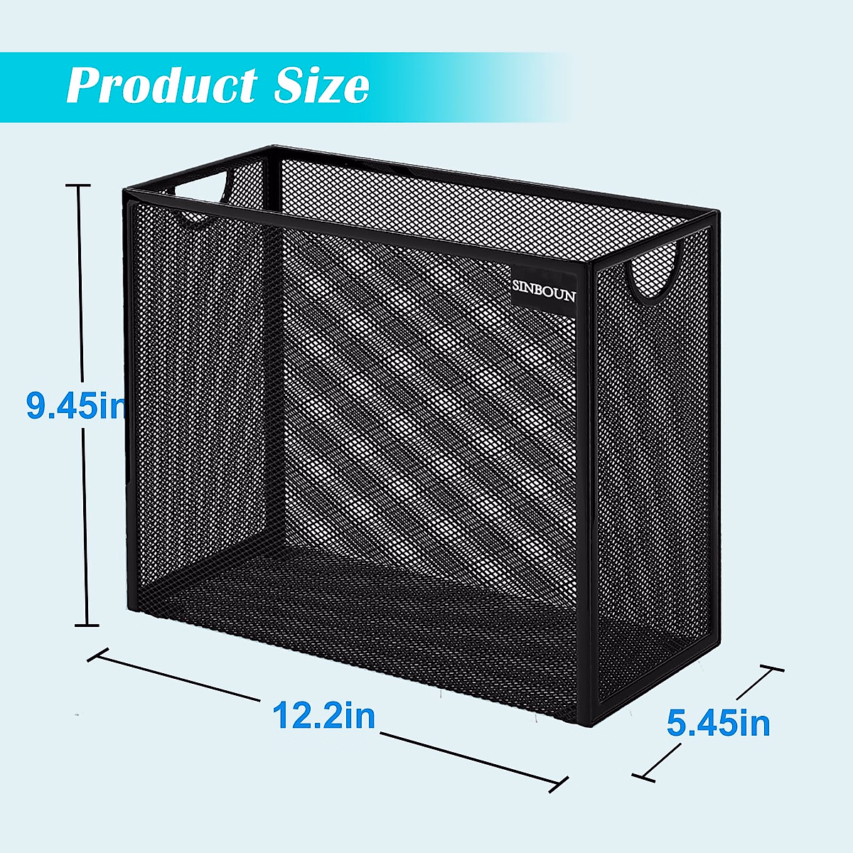 Sinboun Hanging File Organizer Letter-Size File Holder Filing Storage Box - Metal Mesh Magazine Book Letter Storage Cabinets File Cart for Office Home School, Easy Installation