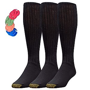 VERONZ Men's Ultra Tec Cotton Over-the-Calf Athletic Socks Sock Clips Included (Black, 3)