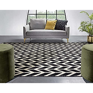 Well Woven Chevron Black 5' x 7' Area Rug Carpet