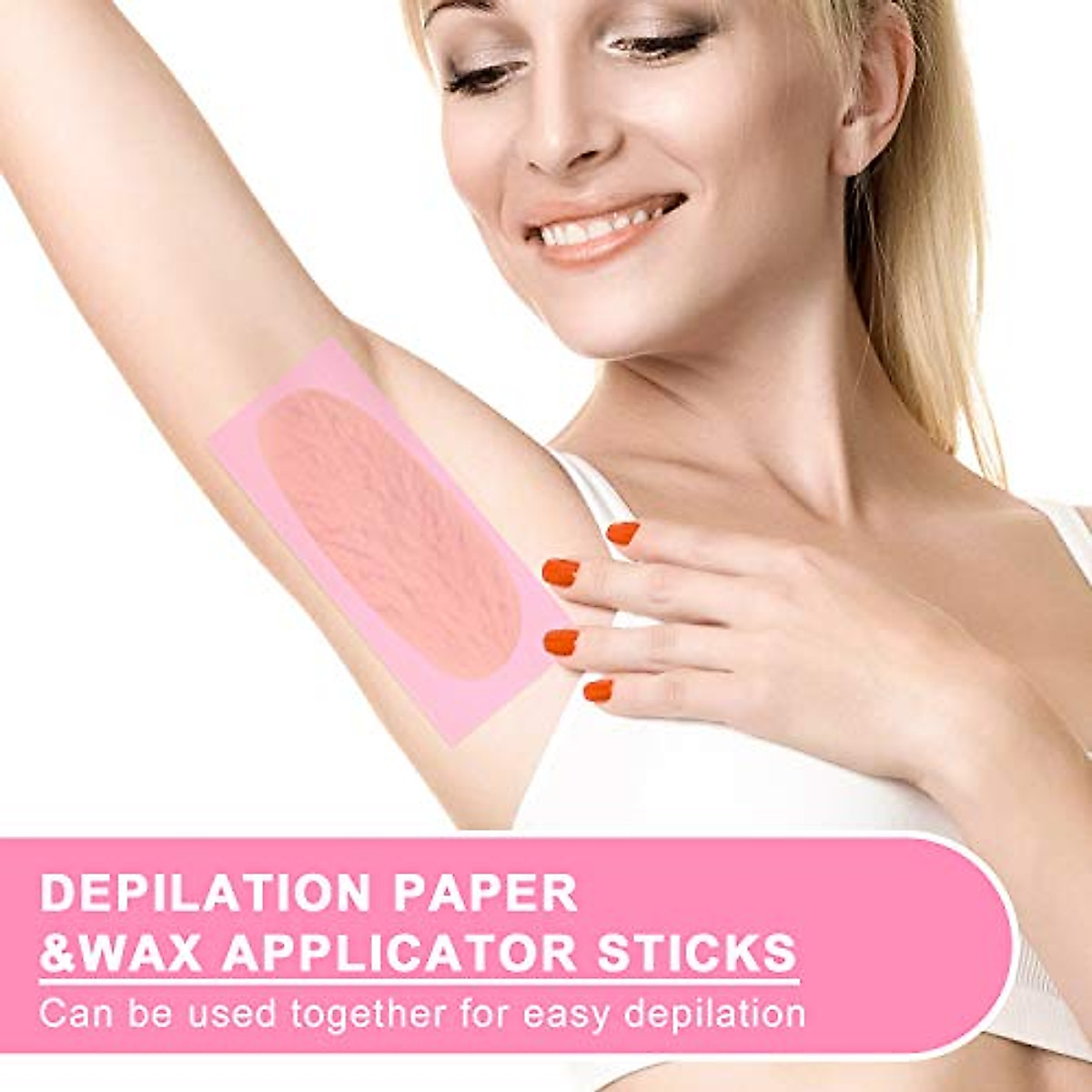 Whaline 400 Pieces Non-Woven Wax Strips Body and Facial Pink Waxing Strips Hair Removal Wax Muslin Small Large Epilating Waxing Strips for Arms Legs Underarm Bikini Hair Removal, Excluding Wax