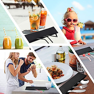 Aosbos Reusable Straws Pouch Carrying Case for Metal Straws Paper Straw Plastic Straws Disposable Straws Silicone Straws Tumbler Straws Case Stainless Steel Straw Bags Chopstick Container, Black