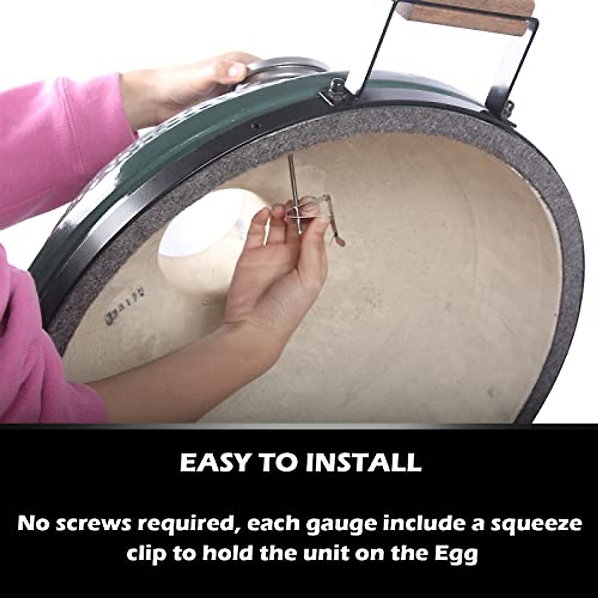 Grill Temperature Gauge Thermometer Replacement for Big Green Egg with 3.3" Large Face,Big Green Egg Accessories Thermometer Replacement 150-900°F with Waterproof and No-Fog Glass Lens