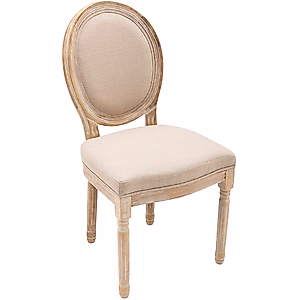 chairus Farmhouse Dining Chairs Set of 6, French Country Dining Room Chairs Vintage Fabric Upholstered Chair with Round Back Natural Wood Legs, Beige 6 PCS